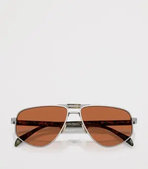 Brunello Cucinelli Titanium Dike Aviator Sunglasses - Clear