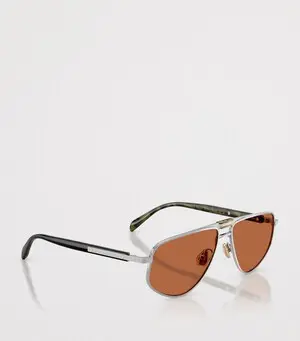 Brunello Cucinelli Titanium Dike Aviator Sunglasses - Clear