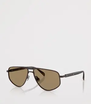 Brunello Cucinelli Titanium Dike Aviator Sunglasses