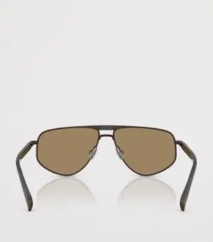 Brunello Cucinelli Titanium Dike Aviator Sunglasses