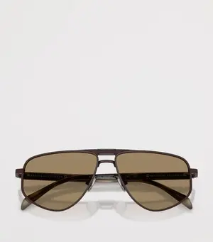 Brunello Cucinelli Titanium Dike Aviator Sunglasses