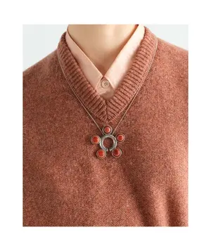 LEMAIRE Circular Multi-disc Pendant Necklace - Silver/red