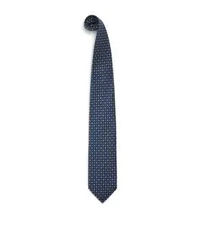 E. MARINELLA Silk Printed Tie - Navy