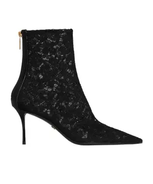 Dolce & Gabbana Dolce Gabbana Pointed Toe Lace Ankle Boots