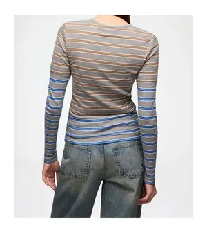 GANNI Double Layer Striped Long Sleeve Top