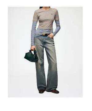GANNI Double Layer Striped Long Sleeve Top