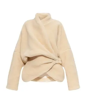 DARKPARK Cindy Wrap Shearling Coat - Ivory