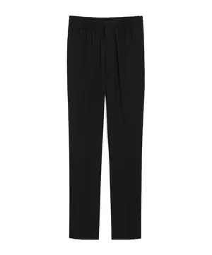 AMI Paris Elasticated Waistband Straight Leg Trousers - Black