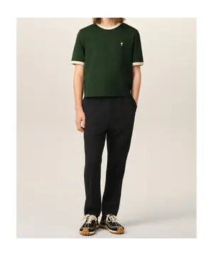 AMI Paris Elasticated Waistband Straight Leg Trousers