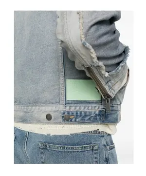 HAIKURE Distressed Panelled Denim Jacket - Light Blue