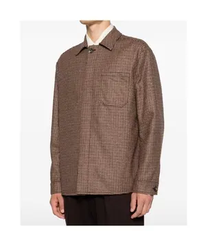 Eleventy Houndstooth Overshirt Jacket - Dark Brown