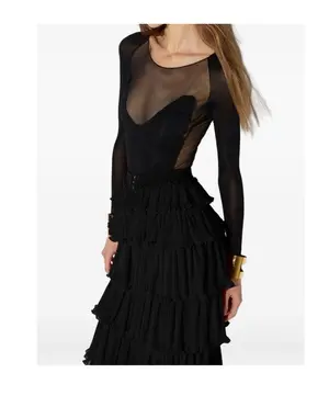 Elisabetta Franchi Stretch Jersey And Tulle Bodysuit