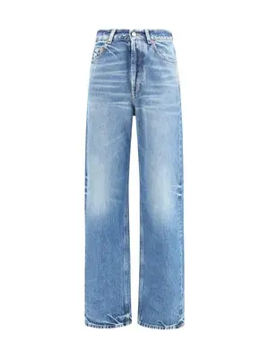 Saint Laurent Logo Patch Straight Leg Jeans