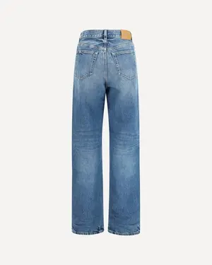 Saint Laurent Logo Patch Straight Leg Jeans
