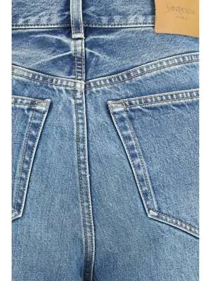 Saint Laurent Logo Patch Straight Leg Jeans