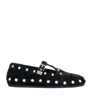 GANNI Mary Jenny Moccasins In Velvet - Black