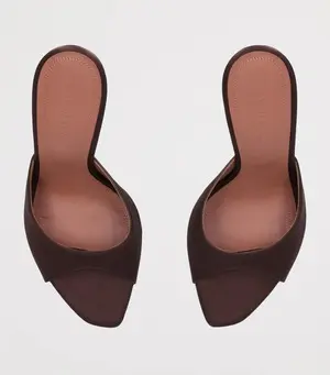 Amina Muaddi Satin Alexa Heeled Mules 105 - Brown