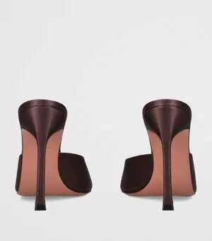 Amina Muaddi Satin Alexa Heeled Mules 105 - Brown