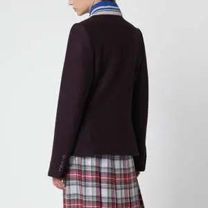 Dries Van Noten Aubergine Jacket With Striped Shawl Collar - Multicolor