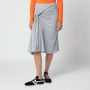 Dries Van Noten Mélange Skirt With Draped Detail - Grey