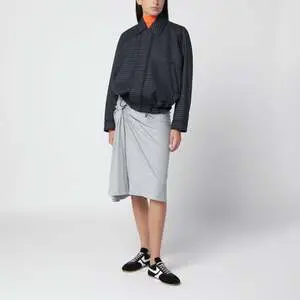 Dries Van Noten Mélange Skirt With Draped Detail - Grey