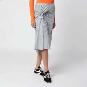 Dries Van Noten Mélange Skirt With Draped Detail - Grey