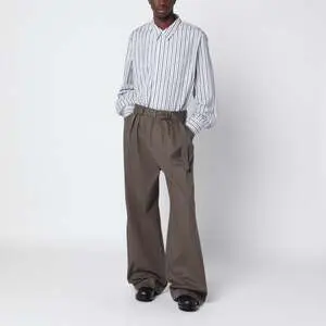 Dries Van Noten Khaki Wide-leg Cotton Trousers