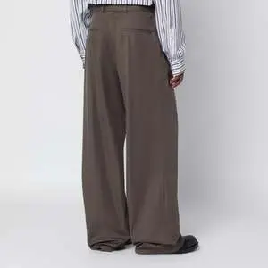 Dries Van Noten Khaki Wide-leg Cotton Trousers