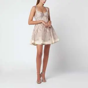 Zimmermann Cream-colored Ascent Silk And Linen Mini Dress