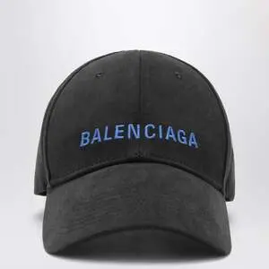 Balenciaga Baseball Cap With Embroidered Logo - Black