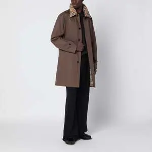 Burberry Cotton Trench Coat With Check Collar