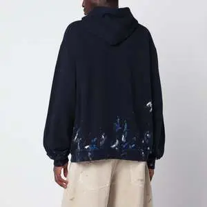 Balenciaga Navy Zip-up Sweatshirt With Paint-stain Effect