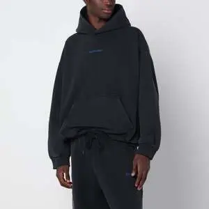 Balenciaga Faded-effect Oversized Hooded Sweatshirt - Black