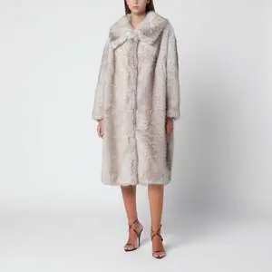SWORD 6644 Pearl Beige Faux Fur Coat - Grey