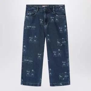 TINYCOTTONS Dark Jeans With Bear Print - Blue