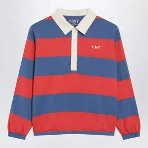 TINYCOTTONS Blue/red Striped Long-sleeved Polo Shirt - Multicolor