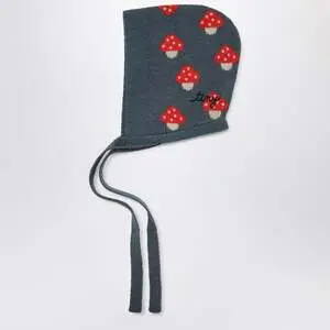 TINYCOTTONS Grey Wool-blend Balaclava With Mushroom Pattern - Multicolor