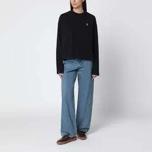 AMI Paris De Coeur Sweatshirt In /cream Cotton