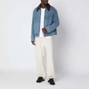 AMI Paris Faded-effect De Coeur Denim Jacket - Blue