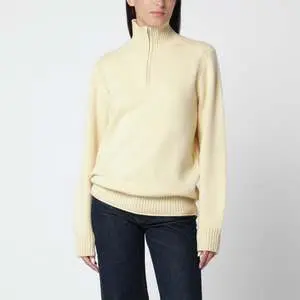 Guest In Residence Butter-colored Turtleneck Sweater With Half-zip