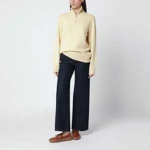 Guest In Residence Butter-colored Turtleneck Sweater With Half-zip