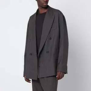Our Legacy Halt Striped Wool And Cotton Blazer - Grey