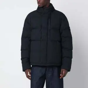 Stone Island Navy Down Jacket In Cotton And Nylon - Blue