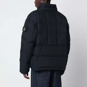 Stone Island Navy Down Jacket In Cotton And Nylon