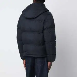 Stone Island Navy Zip-up Down Jacket In Ripstop Nylon - Blue