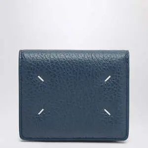 MAISON MARGIELA Four Stitches Dark Leather Card Holder - Blue