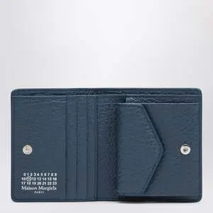 MAISON MARGIELA Four Stitches Dark Leather Card Holder - Blue