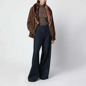 MAISON MARGIELA Suede-effect Jacket With Faux Fur Collar