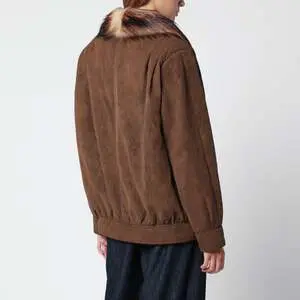 MAISON MARGIELA Suede-effect Jacket With Faux Fur Collar