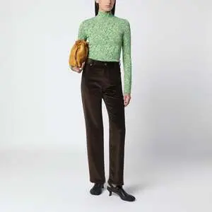 Loewe Green High-neck Top With Floral Jacquard Pattern - Multicolor